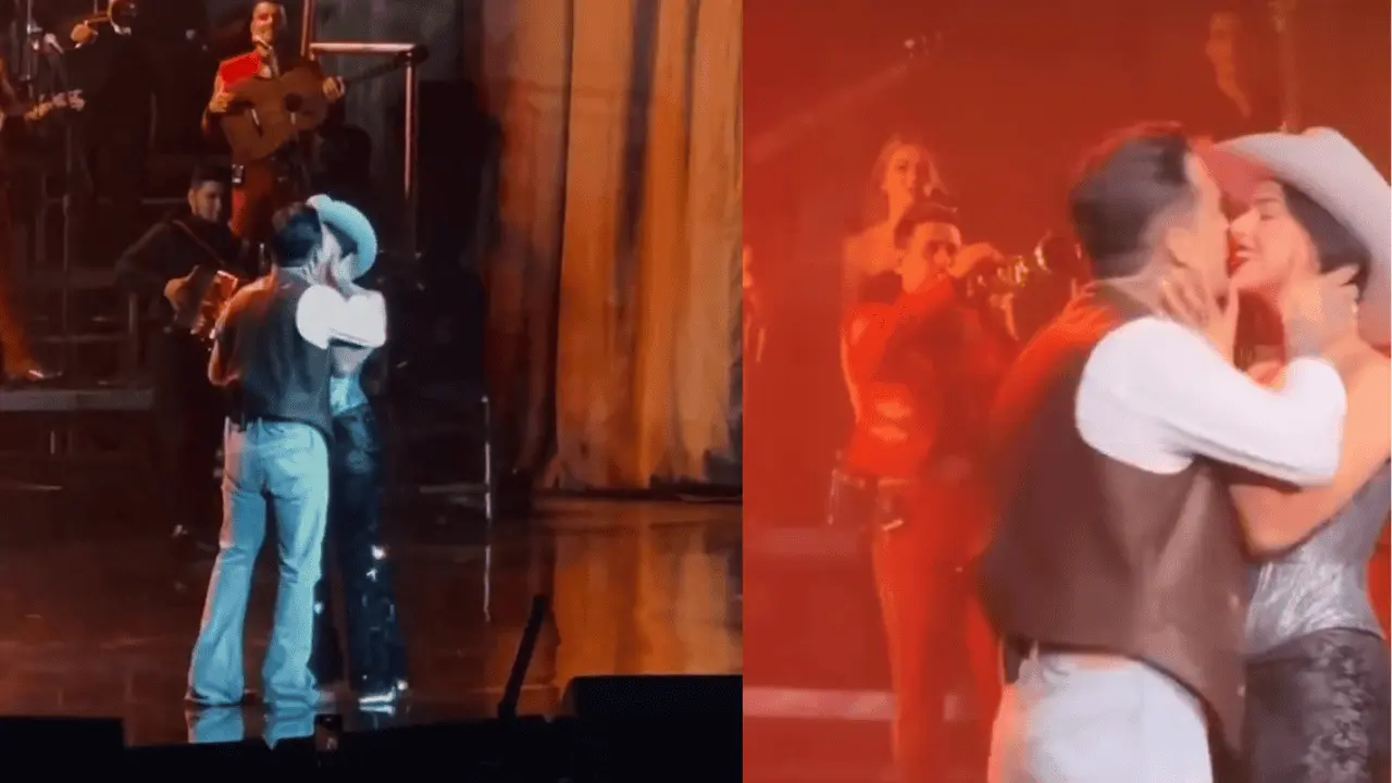 Christian Nodal y Ángela Aguilar se besan en público
